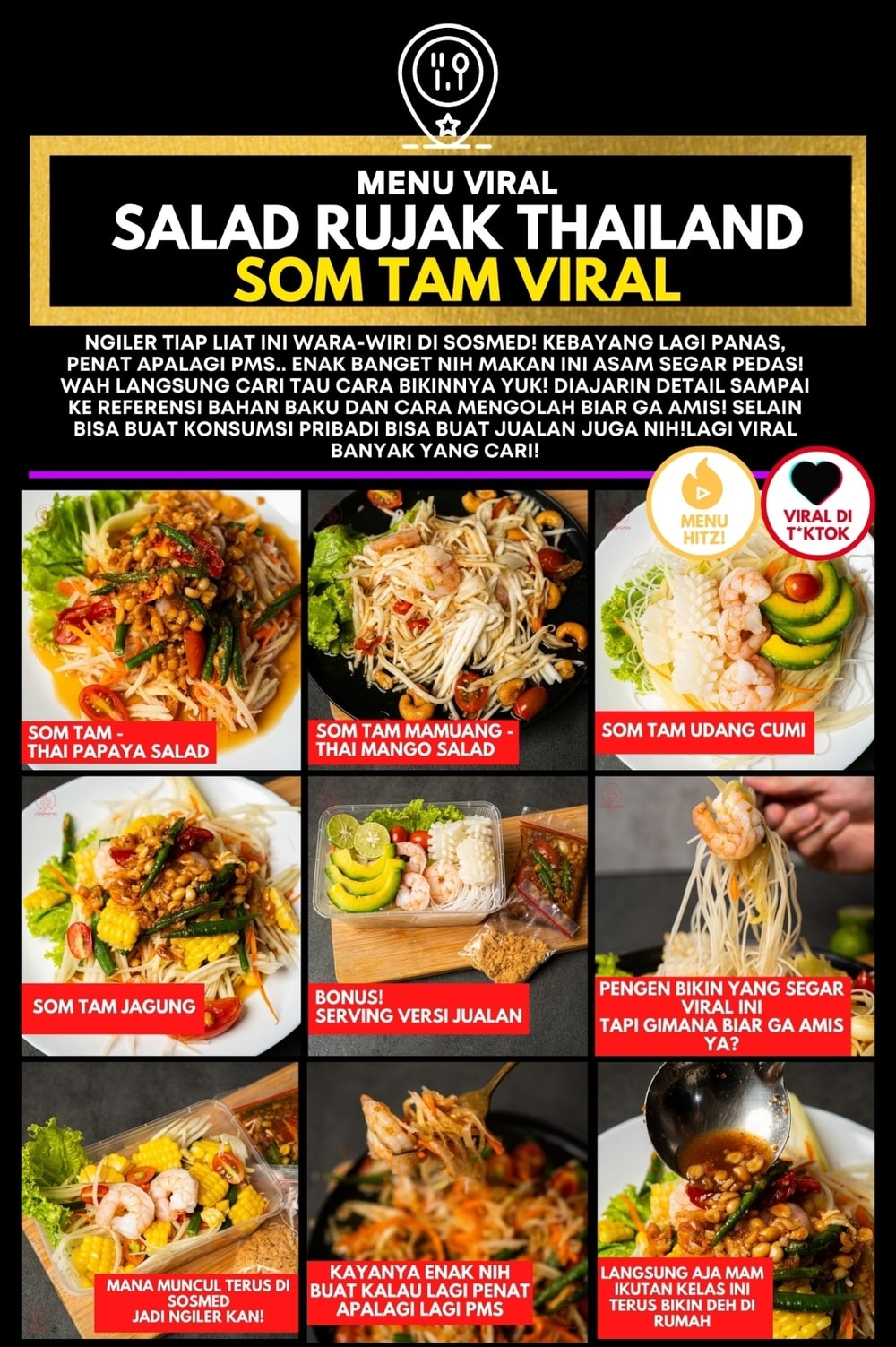 KELAS MASAK ONLINE SALAD RUJAK THAILAND - SOM TAM VIRAL