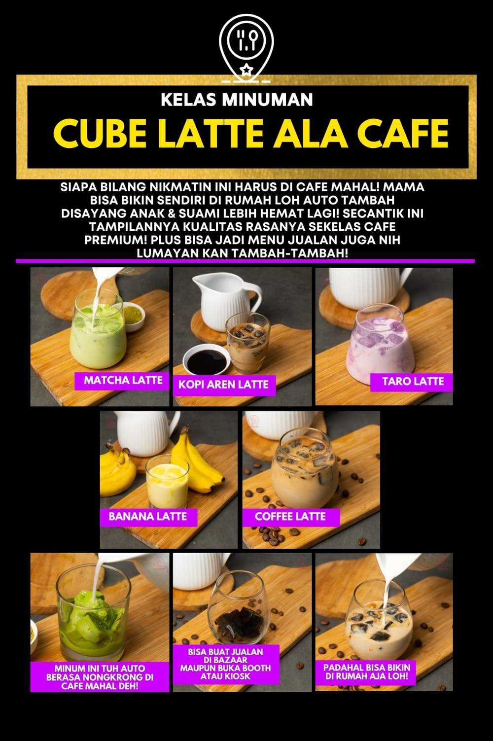 KELAS MASAK ONLINECUBE LATTE ALA CAFE - BY BARISTA ARISUDANA