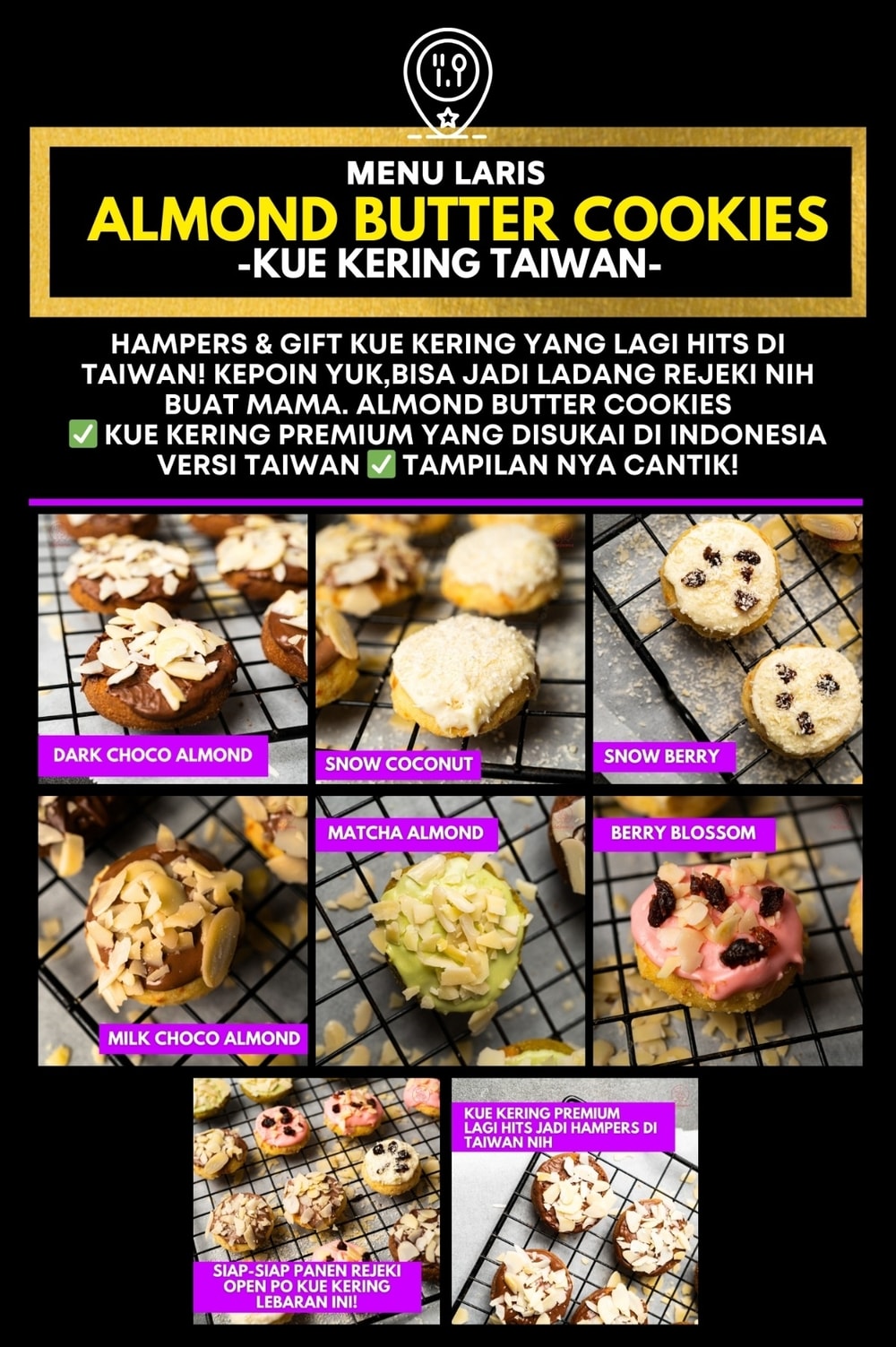 KELAS MASAK ONLINE ALMOND BUTTER COOKIES - KUE KERING TAIWAN