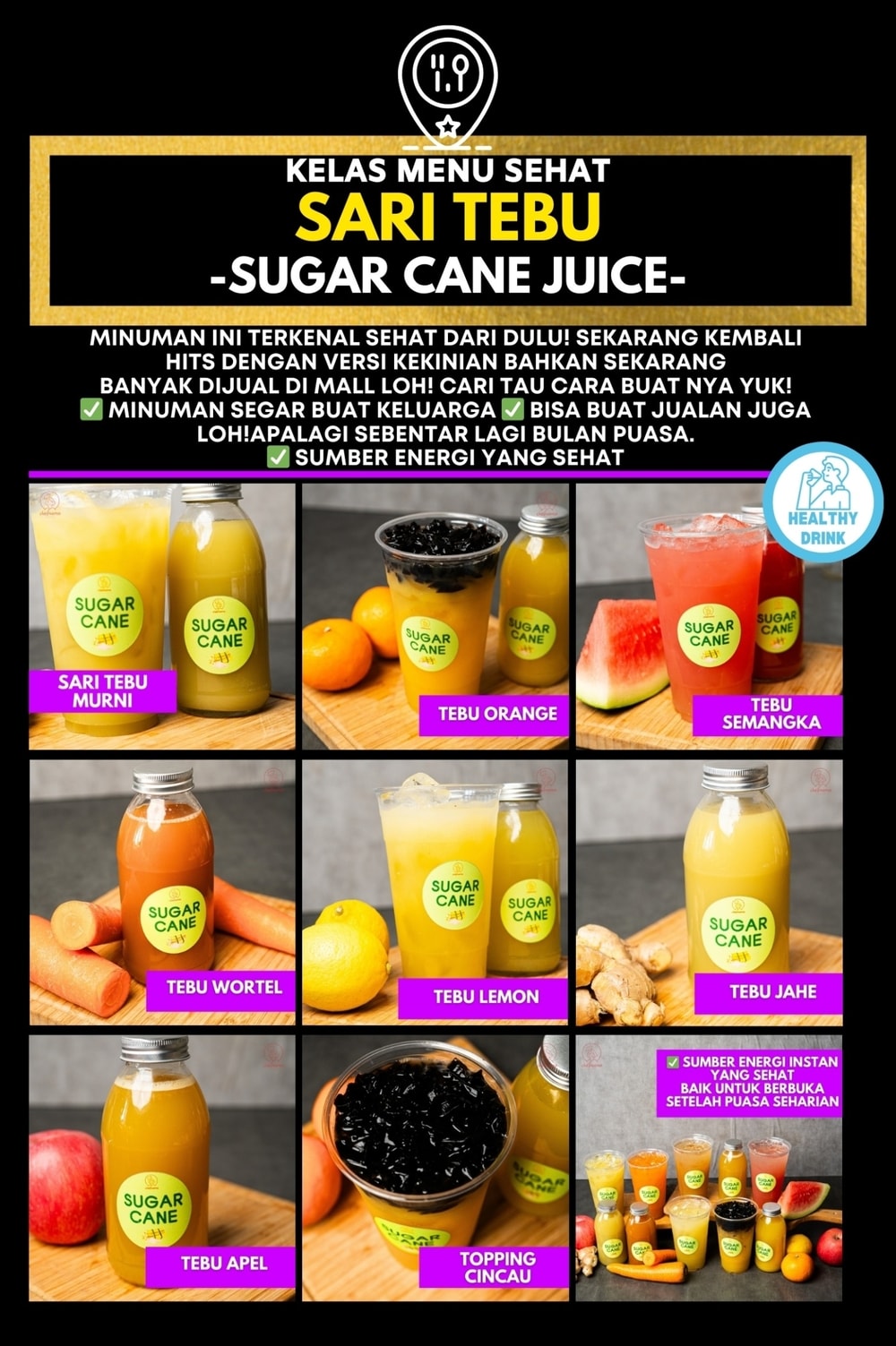 KELAS MASAK ONLINE SARI TEBU - SUGAR CANE JUICE