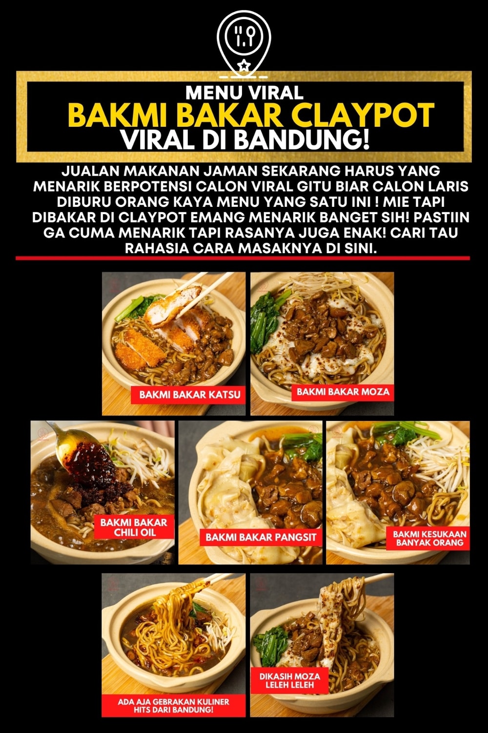 KELAS MASAK BAKMI BAKAR CLAYPOT - VIRAL DI BANDUNG