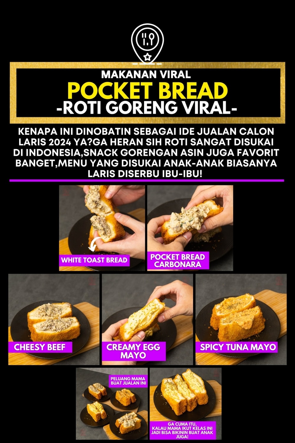 KELAS MASAK ONLINE POCKET BREAD - ROTI GORENG VIRAL