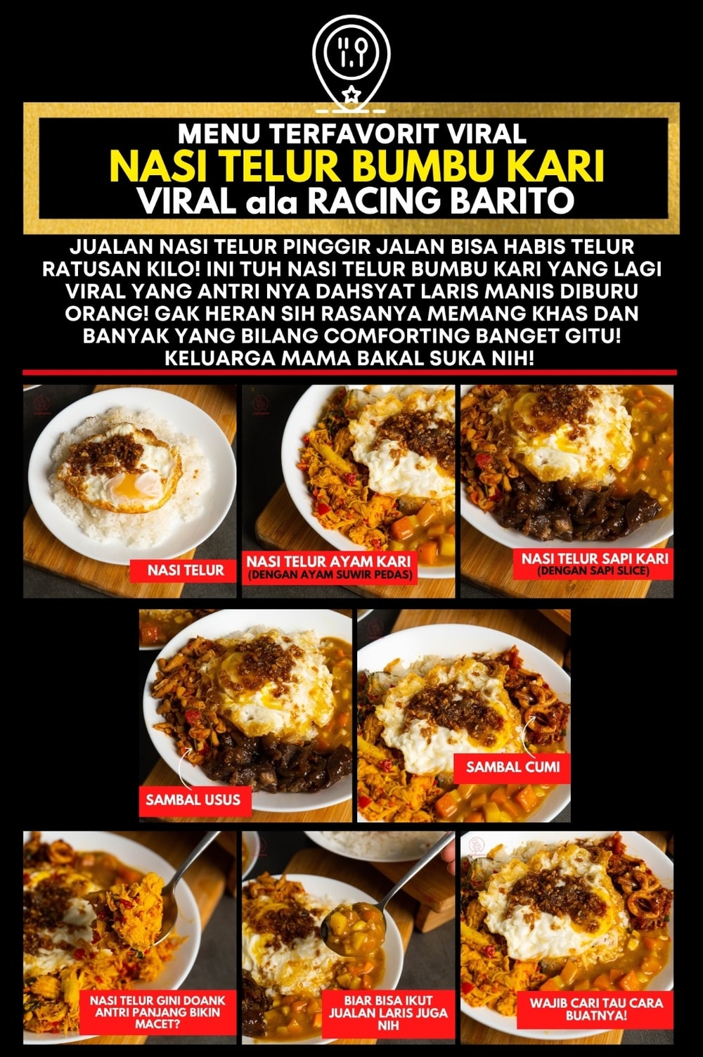 KELAS MASAK NASI TELUR BUMBU KARI VIRAL ala RACING BARITO