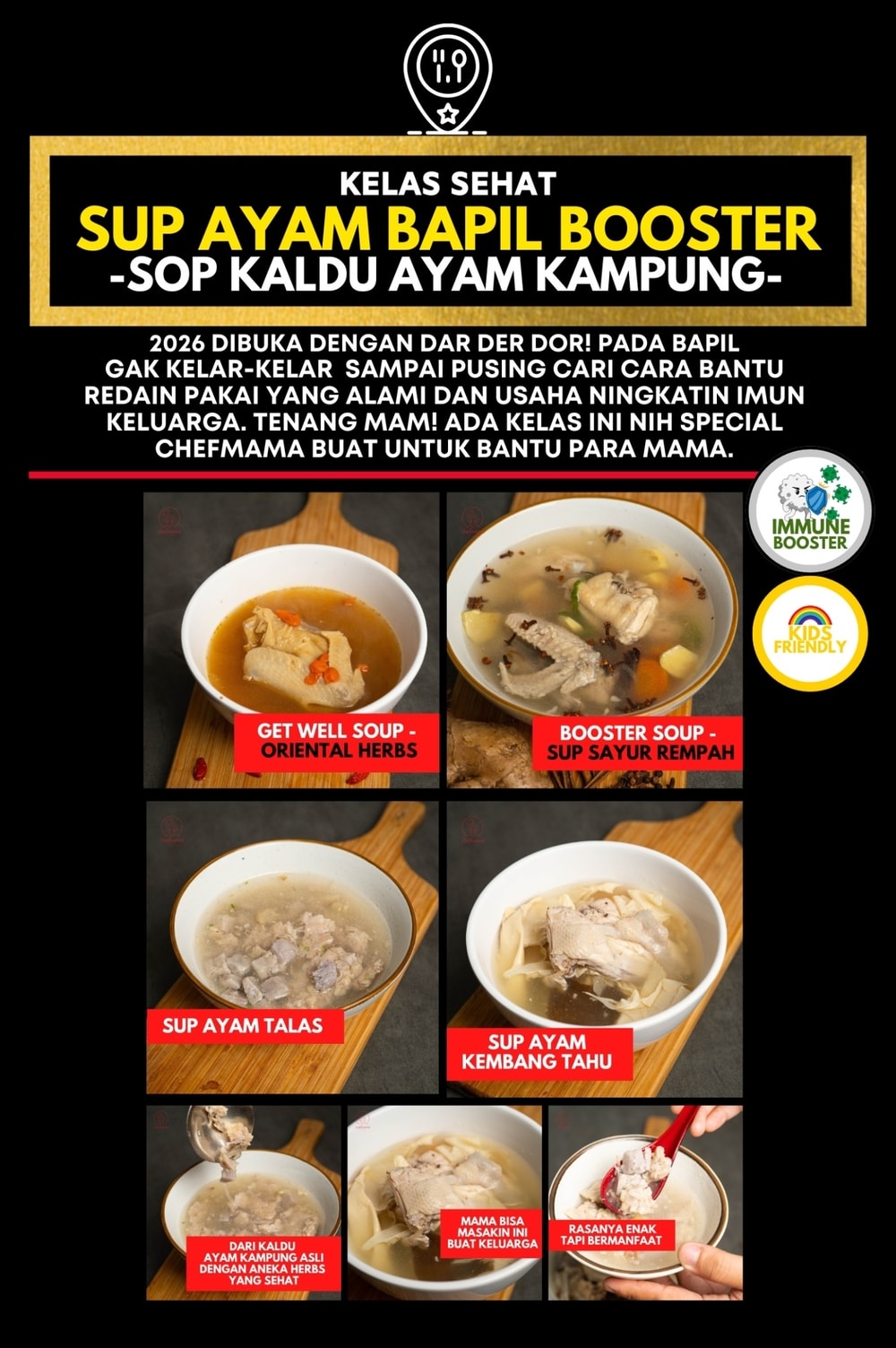 KELAS MASAK ONLINE SUP AYAM BAPIL BOOSTER - SOP KALDU AYAM KAMPUNG