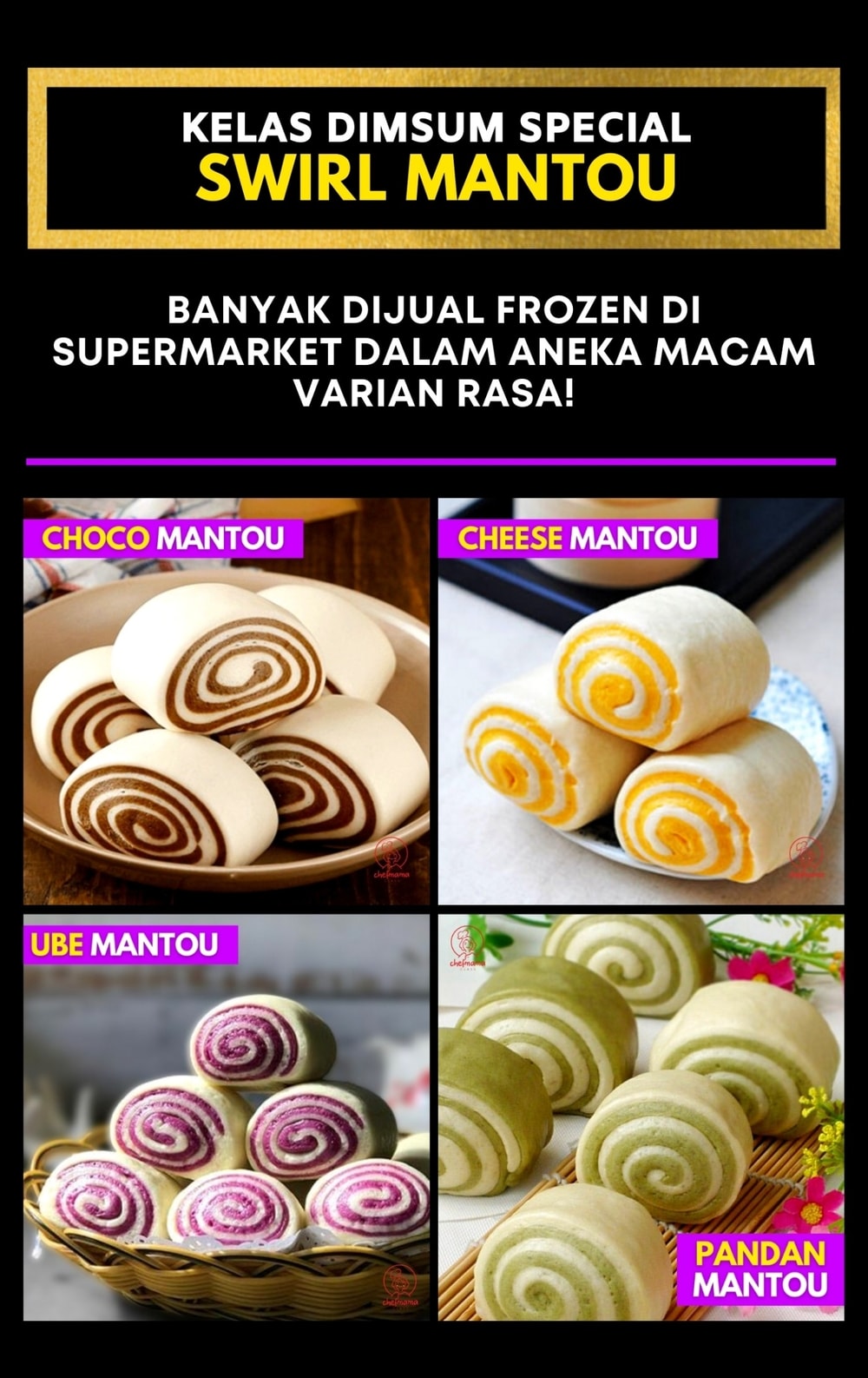 KELAS MASAK ONLINE SWIRL MANTOU