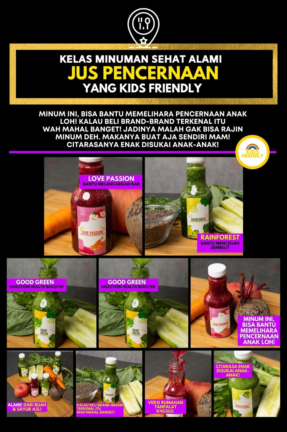 KELAS MASAK ONLINE JUS PENCERNAAN YANG KIDS FRIENDLY