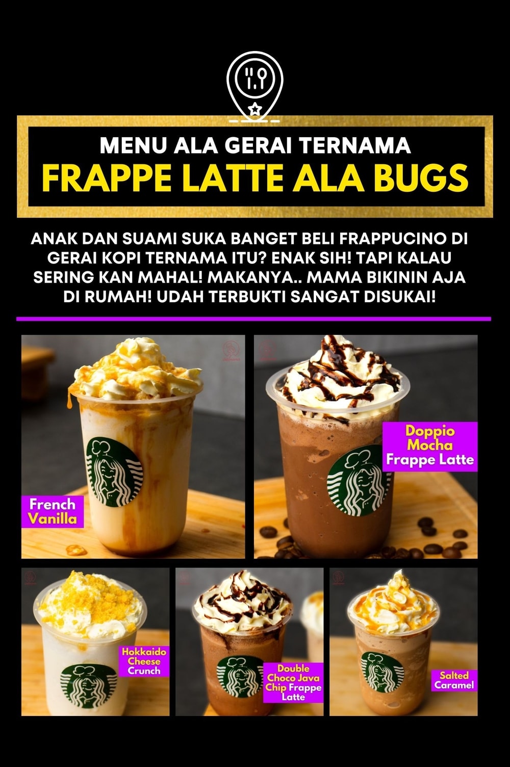 KELAS MASAK ONLINE FRAPPE LATTE ALA BUGS