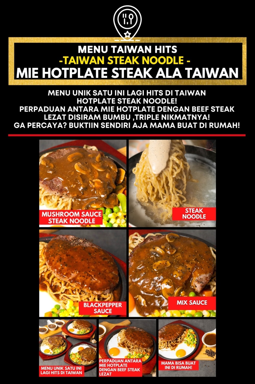 KELAS MASAK ONLINE TAIWAN STEAK NOODLE - MIE HOTPLATE STEAK ALA TAIWAN