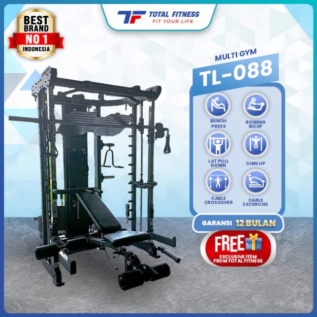 Alat Fitness Multi Gym 088 Power Rack Smith Machine Total Fitness