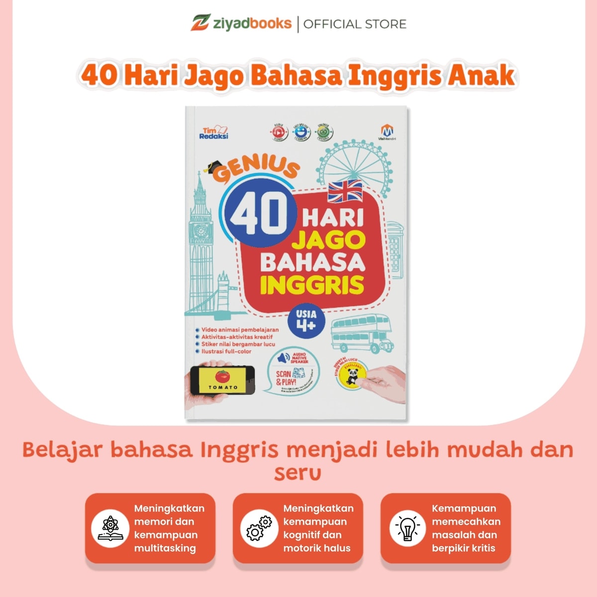 Genius 40 Hari Jago Bahasa Inggris (Bonus Animasi & Printable Mewarnai)