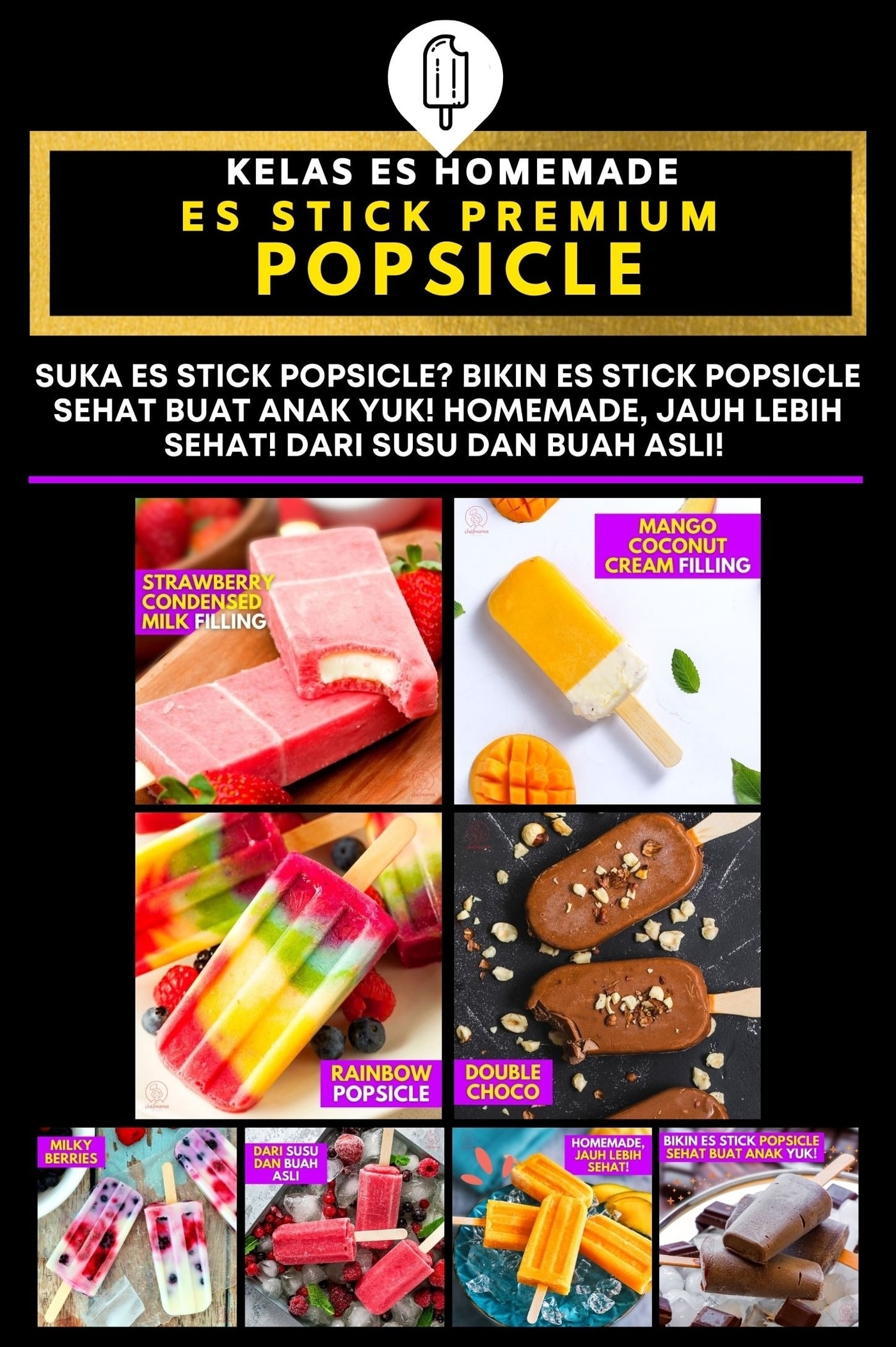 KELAS MASAK ONLINE POPSICLE - ES STICK PREMIUM