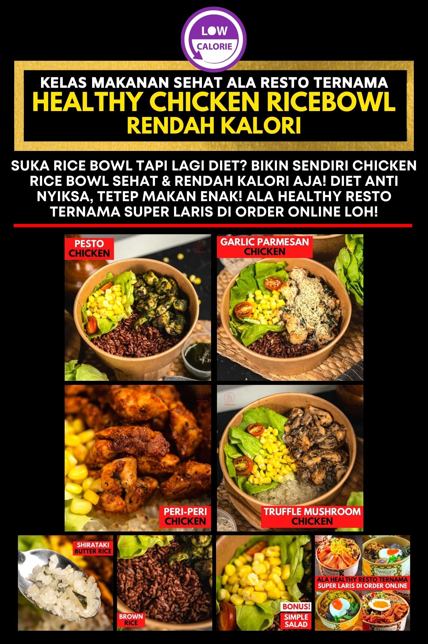 KELAS MASAK ONLINE HEALTHY CHICKEN RICE BOWL - RENDAH KALORI