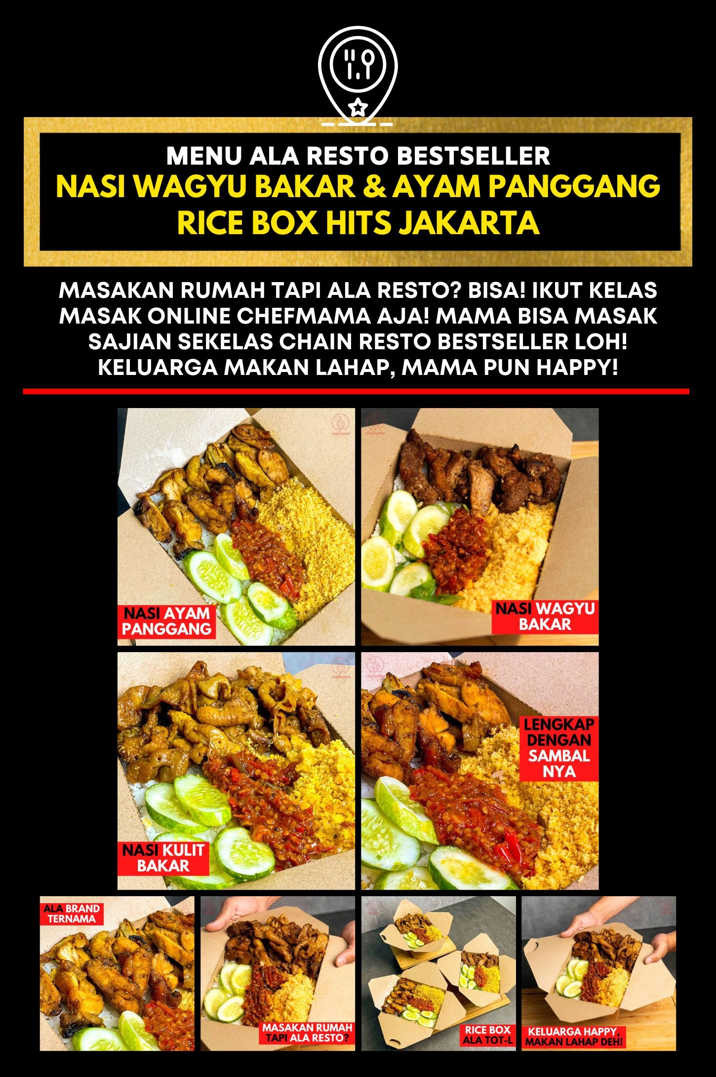 KELAS MASAK ONLINE NASI WAGYU BAKAR & AYAM PANGGANG - RICE BOX HITS JAKARTA