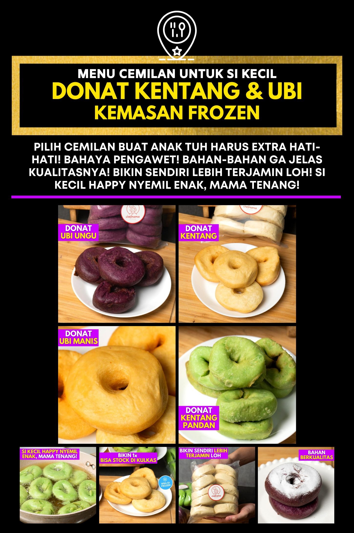 KELAS MASAK DONAT KENTANG & UBI - KEMASAN FROZEN