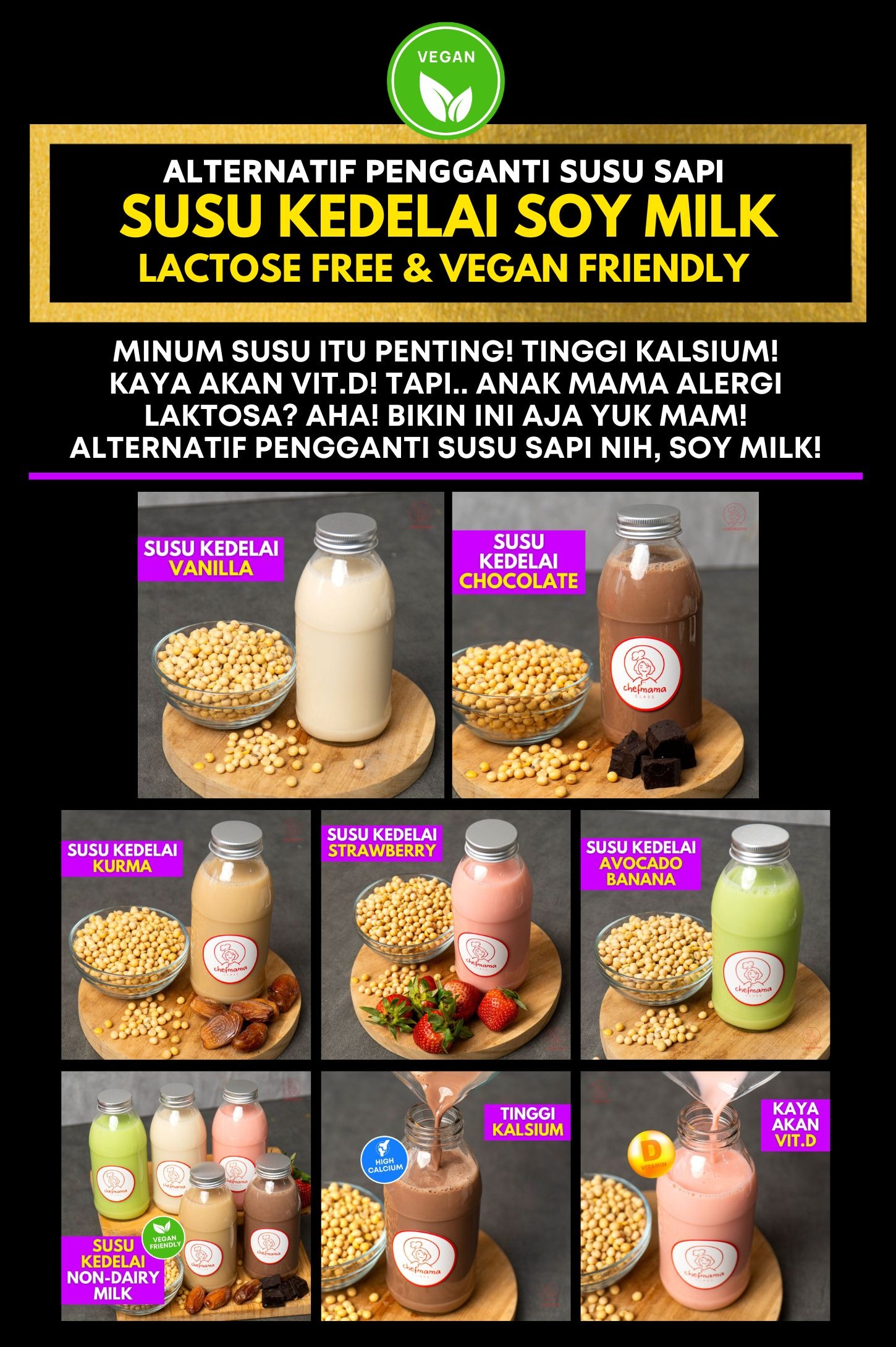 KELAS MASAK ONLINE SUSU KEDELAI SOY MILK - LACTOSE FREE & VEGAN FRIENDLY