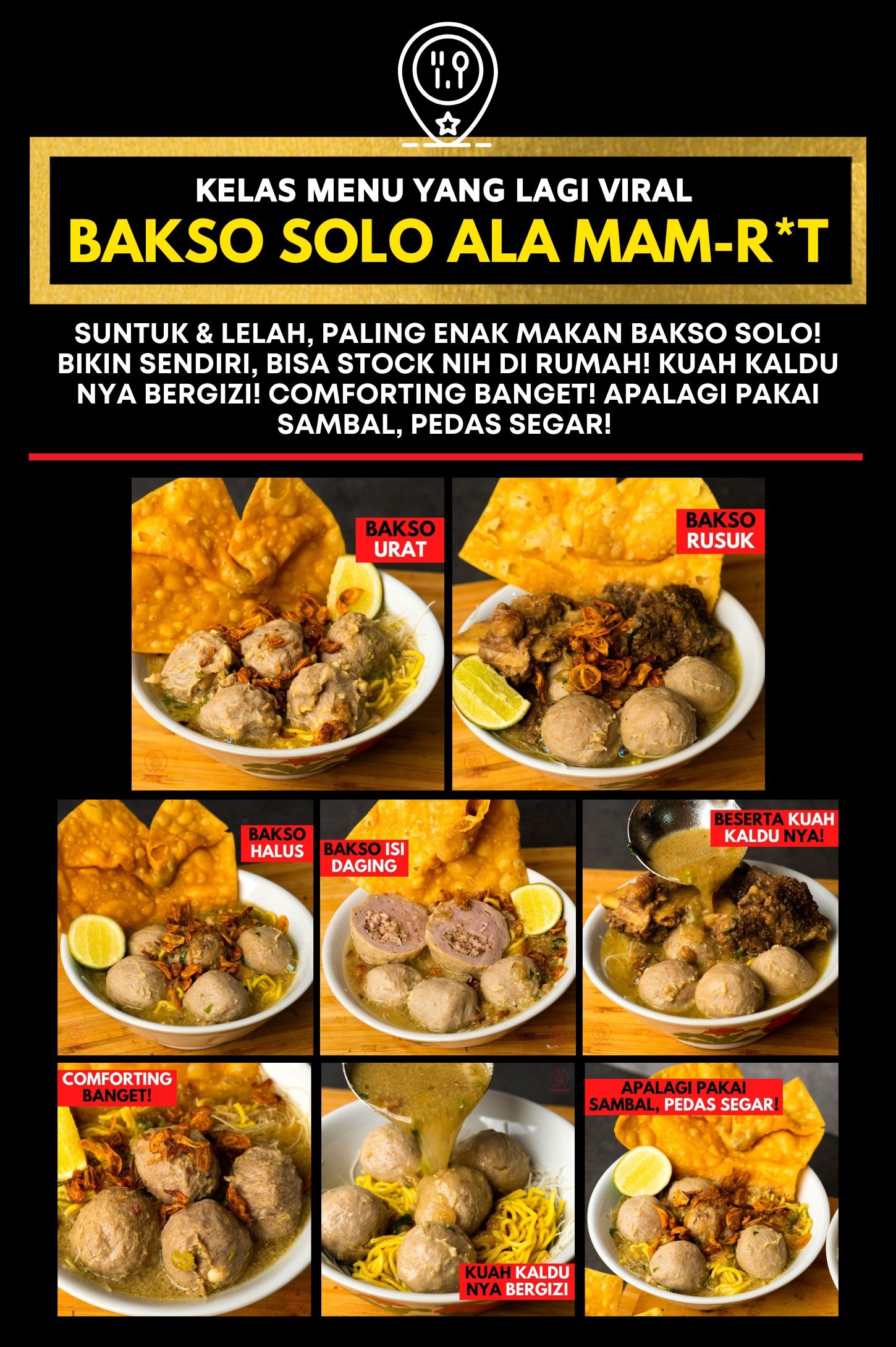 KELAS MASAK ONLINE BAKSO SOLO ALA MAM-R*T