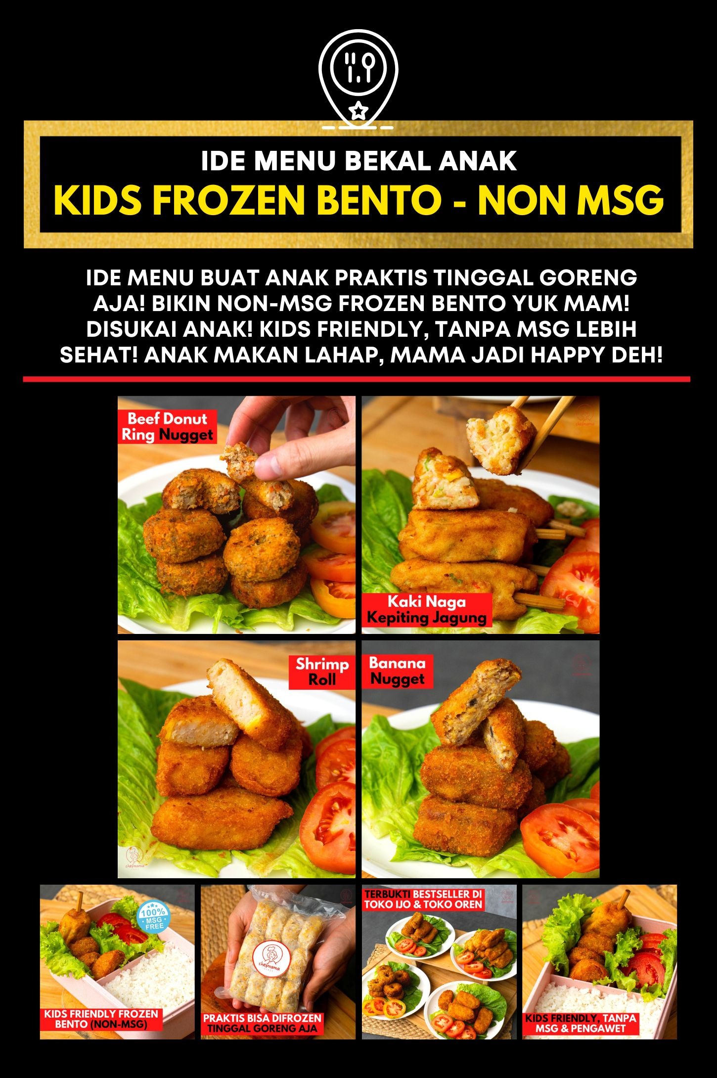 KELAS MASAK ONLINE KIDS FROZEN BENTO - NON MSG