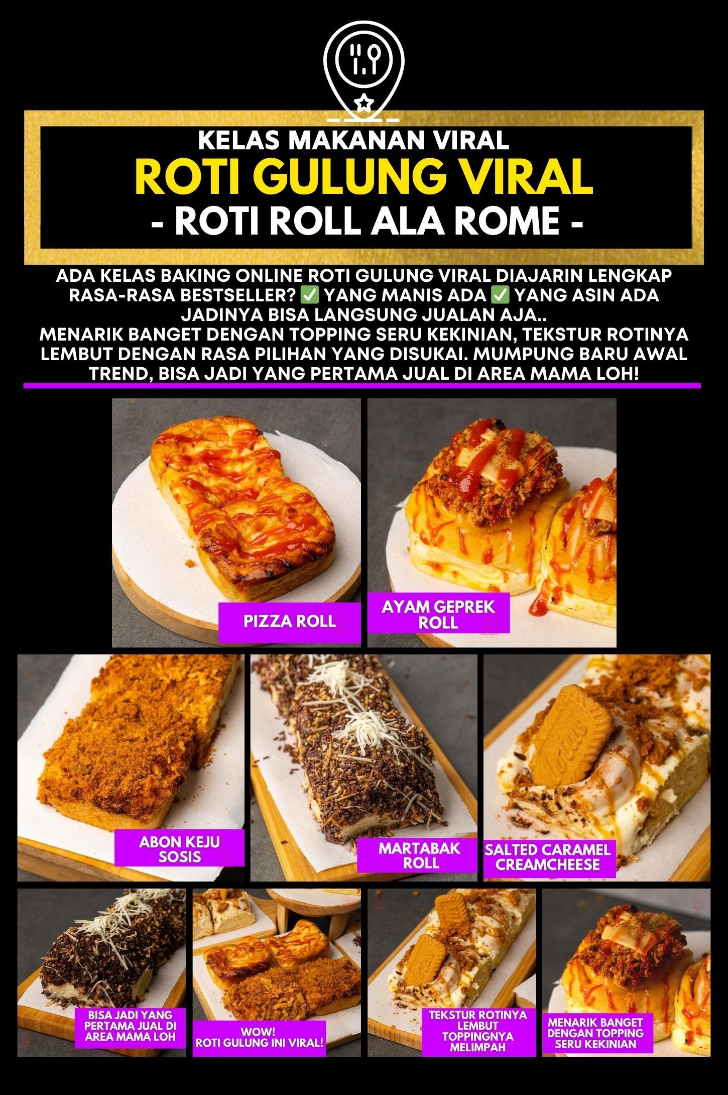 KELAS MASAK ONLINE ROTI GULUNG VIRAL - ROTI ROLL ALA ROME