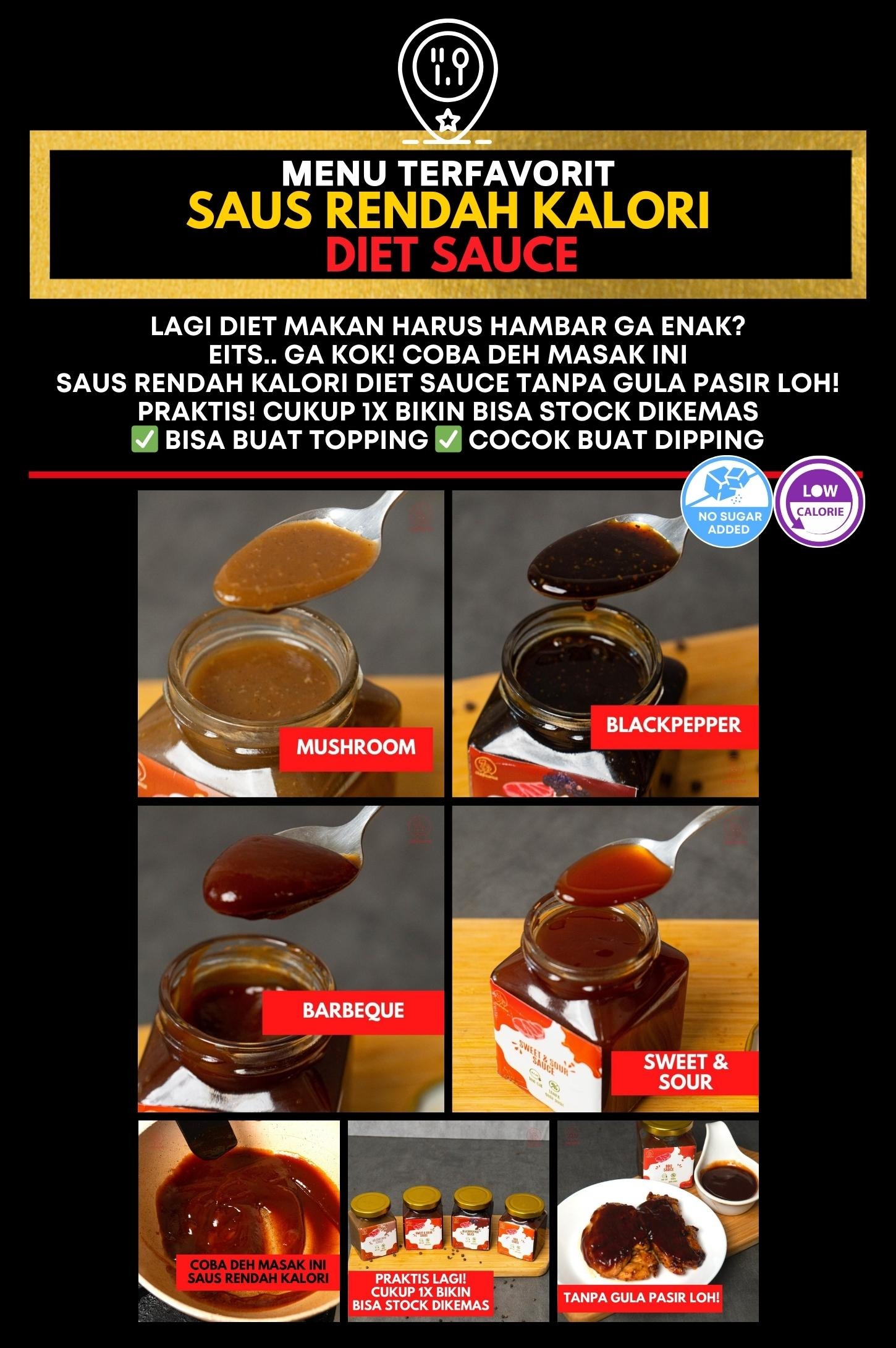 KELAS MASAK ONLINE SAUS RENDAH KALORI - DIET SAUCE