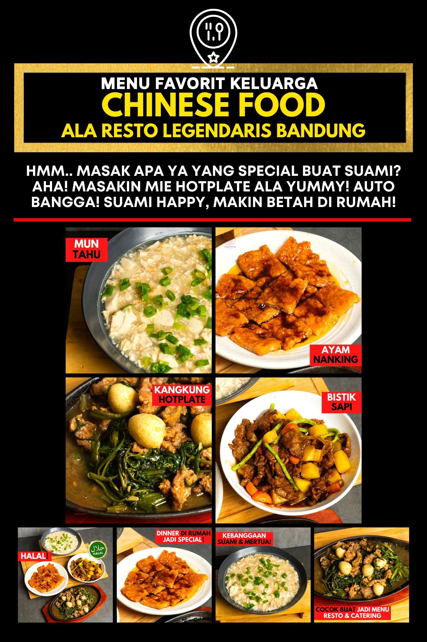 KELAS MASAK ONLINE CHINESE FOOD ALA RESTO LEGENDARIS BANDUNG