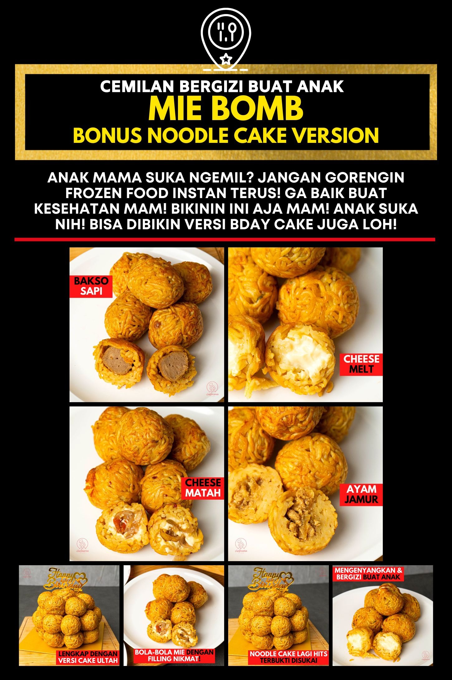 KELAS MASAK ONLINE MIE BOMB - BONUS NOODLE CAKE VERSION