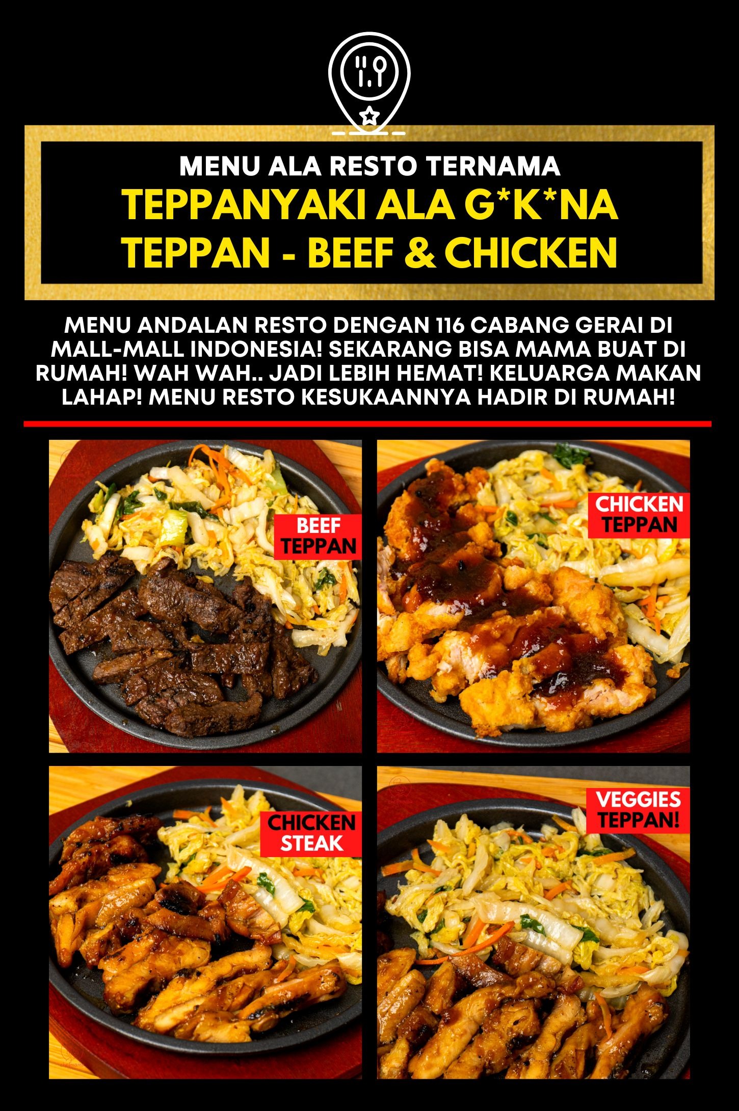 KELAS MASAK ONLINE TEPPANYAKI ALA G*K*NA TEPPAN - BEEF & CHICKEN