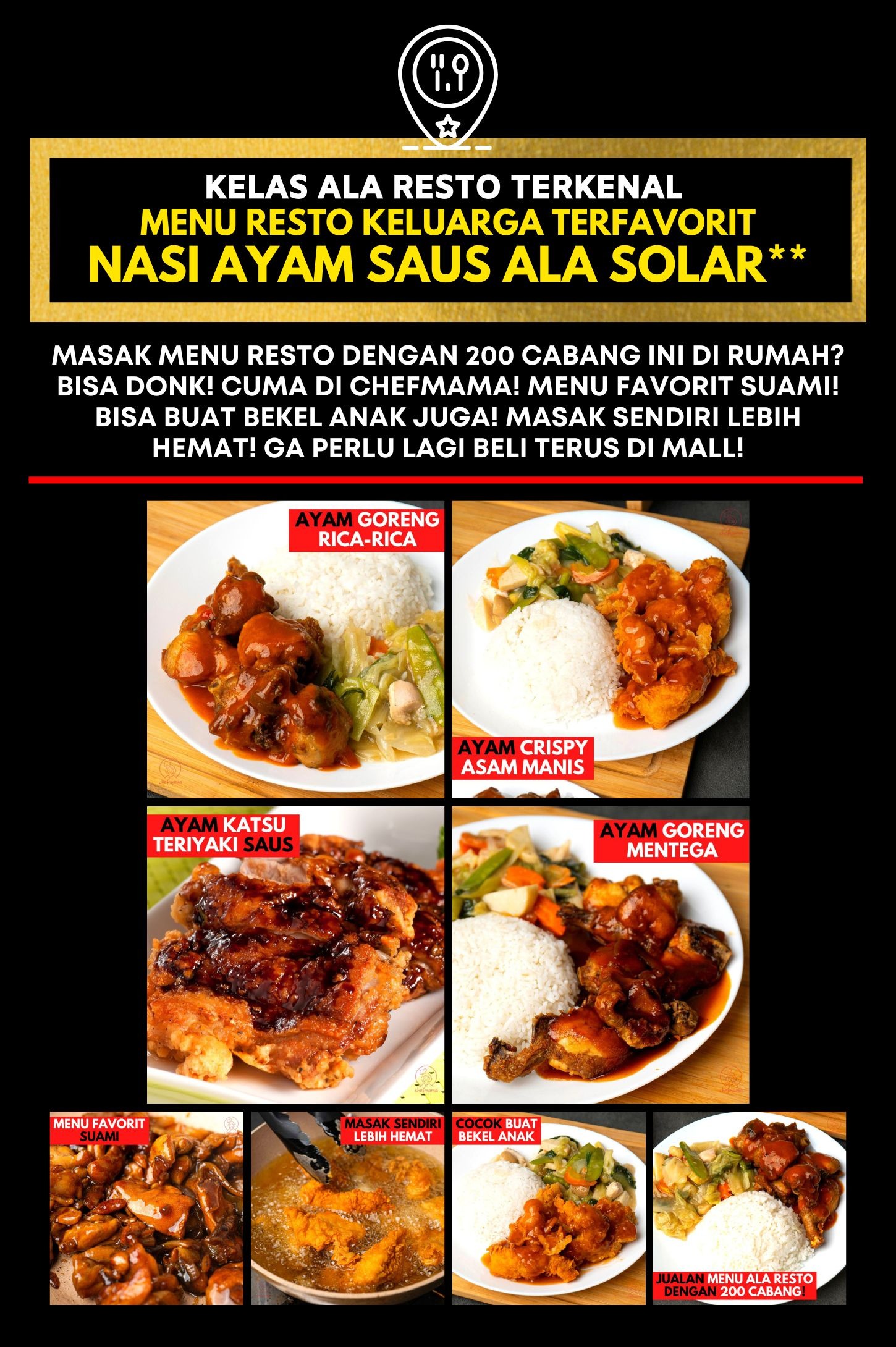 KELAS MASAK ONLINE MENU RESTO KELUARGA TERFAVORIT - NASI AYAM SAUS ALA ...