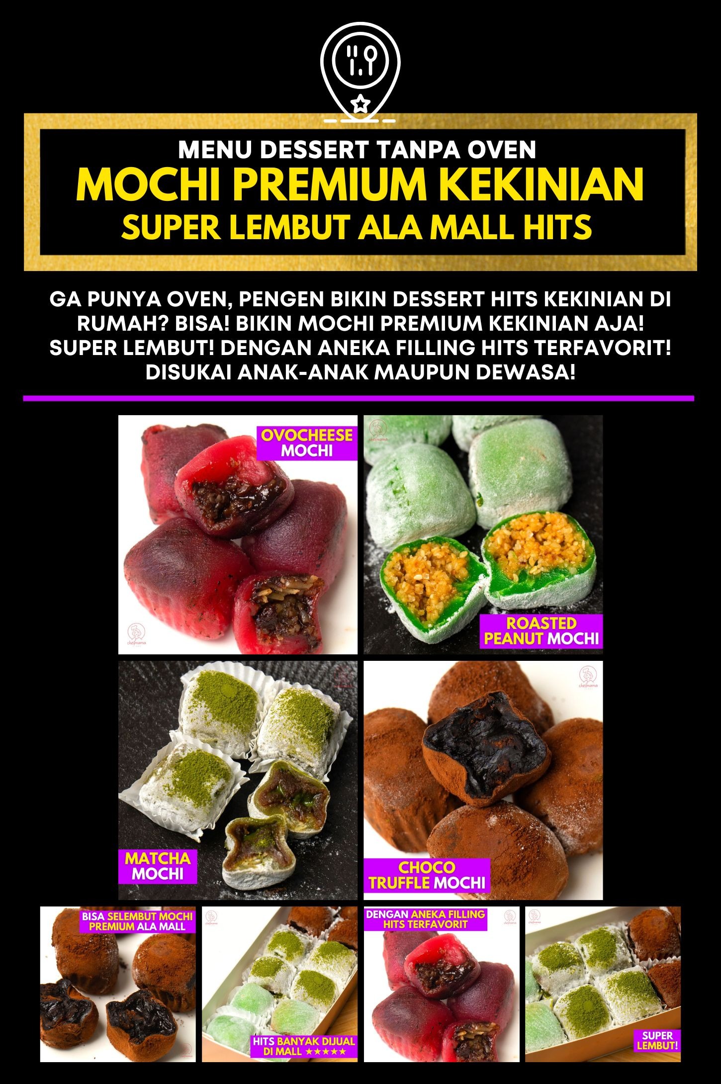 KELAS MASAK ONLINE MOCHI PREMIUM KEKINIAN SUPER LEMBUT ALA MALL HITS