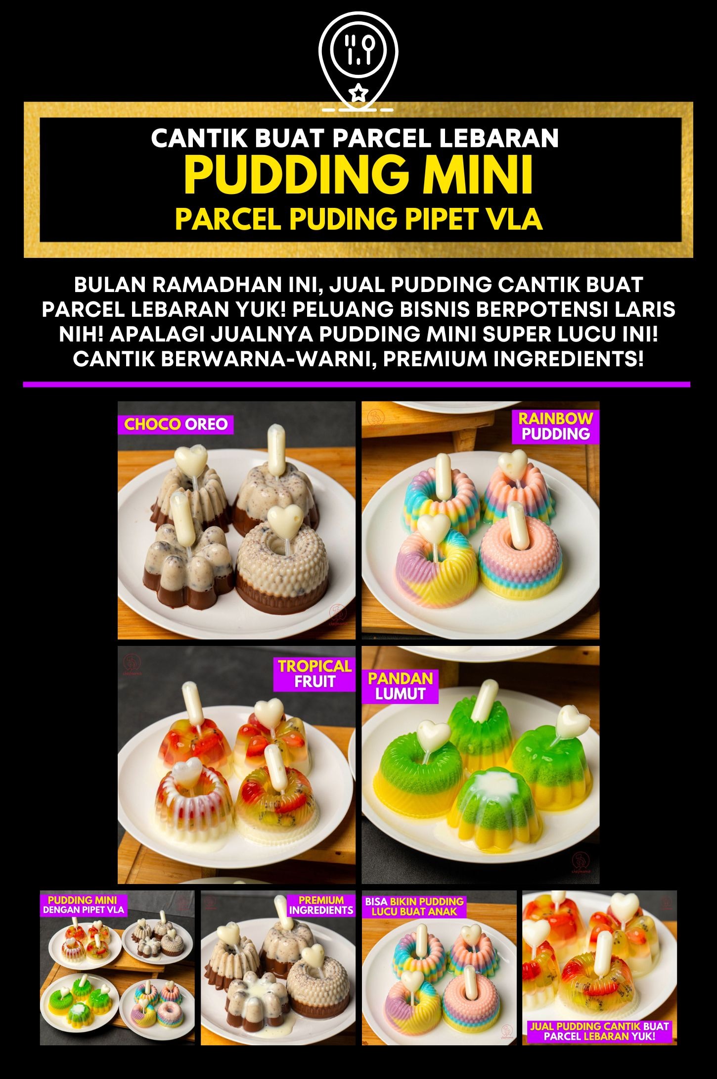 KELAS MASAK ONLINE PUDDING MINI - PARCEL PUDING PIPET VLA