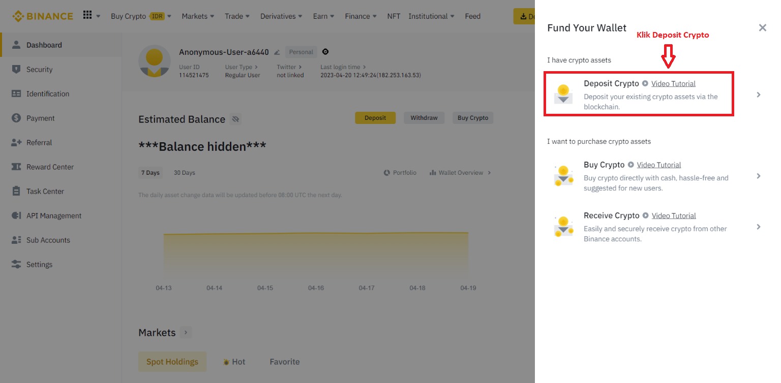 Cara Periksa Alamat BITCOIN di Wallet/Dompet Anda pada Website Binance Cara Periksa Alamat BITCOIN di Wallet/Dompet Anda pada Website Binance