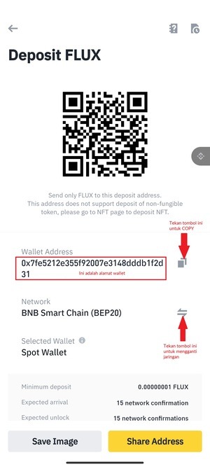 Cara Periksa Alamat FLUX di Wallet/Dompet Anda