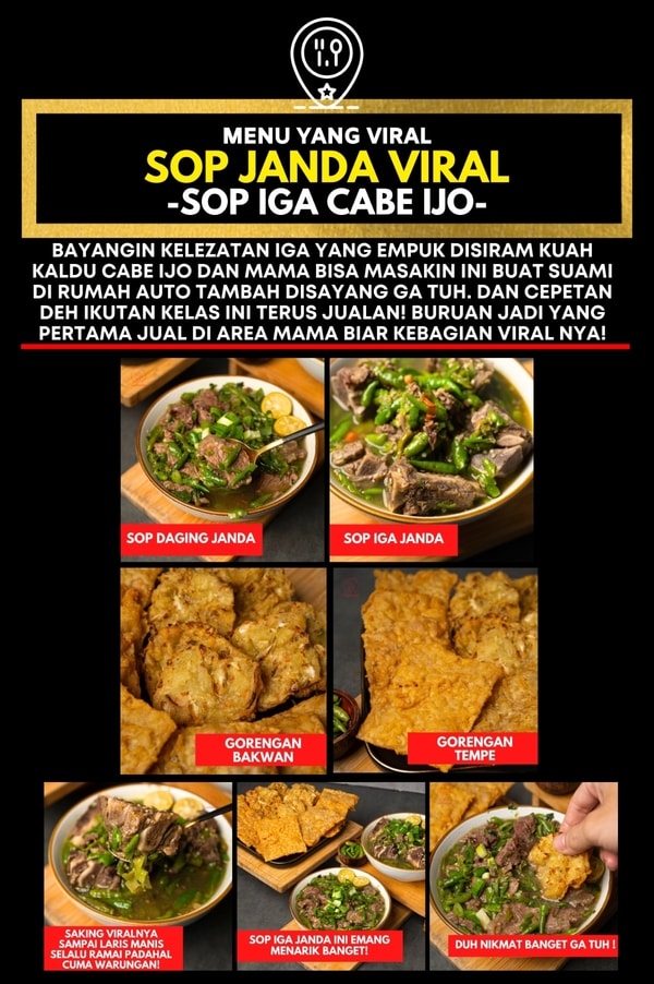 KELAS MASAK ONLINE SOP JANDA VIRAL -SOP IGA CABE IJO-