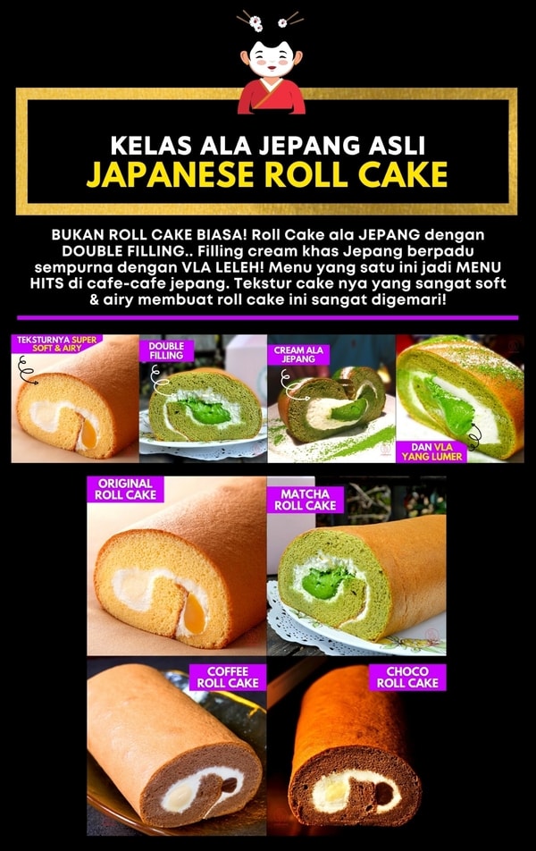 KELAS MASAK ONLINE JAPANESE ROLL CAKE