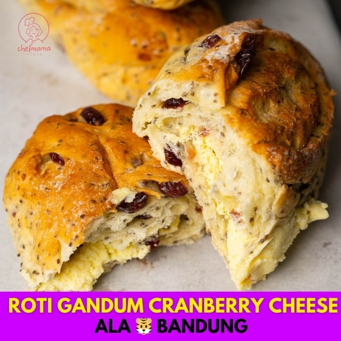 KELAS MASAK ONLINE ROTI GANDUM CRANBERRY CHEESE ALA 🐯 BANDUNG