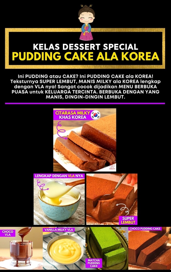 KELAS MASAK ONLINE PUDDING CAKE ALA KOREA