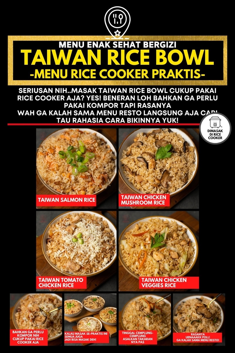 KELAS MASAK ONLINE TAIWAN RICE BOWL - MENU RICE COOKER PRAKTIS