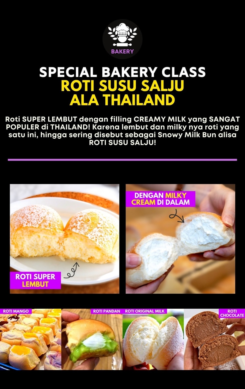 KELAS MASAK ONLINE ROTI SUSU SALJU ALA THAILAND