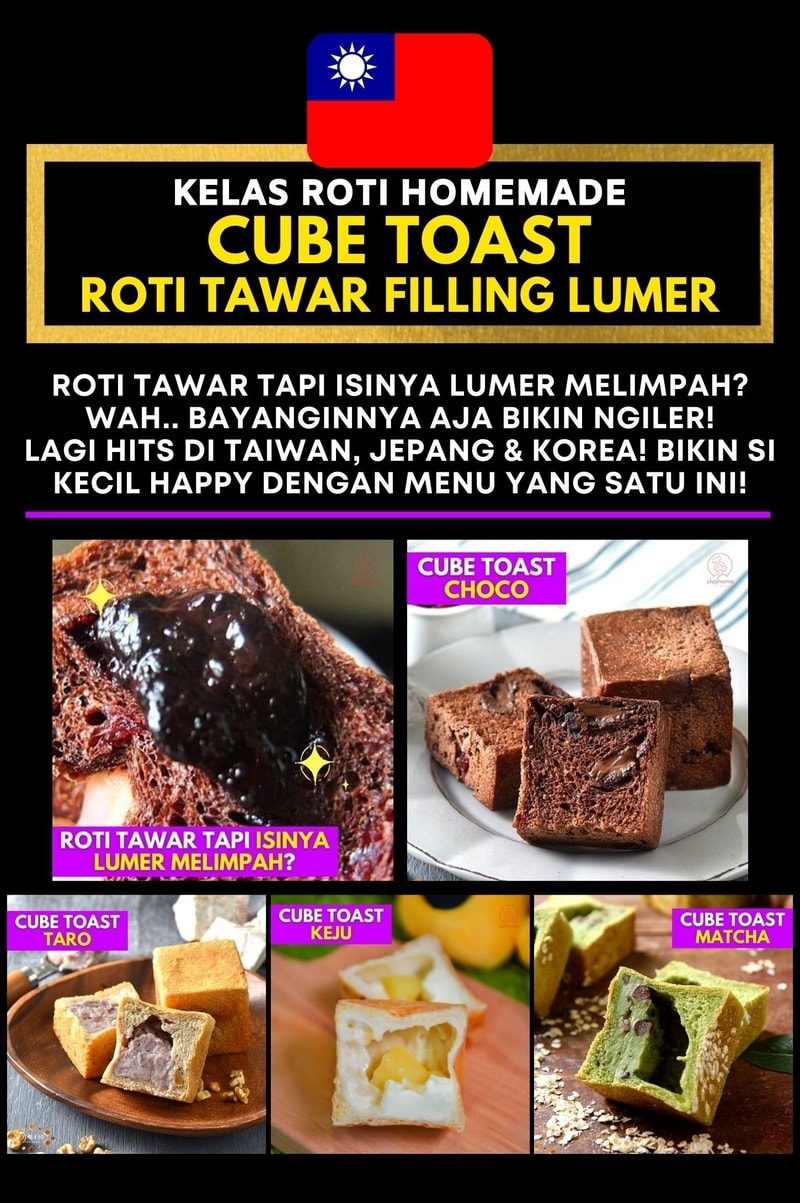 KELAS MASAK ONLINE ROTI TAWAR FILLING LUMER - CUBE TOAST