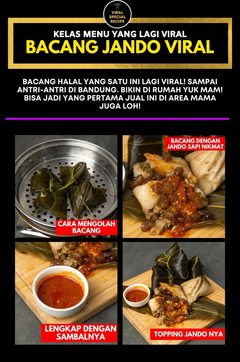 KELAS MASAK ONLINE BACANG JANDO VIRAL ala BANDUNG