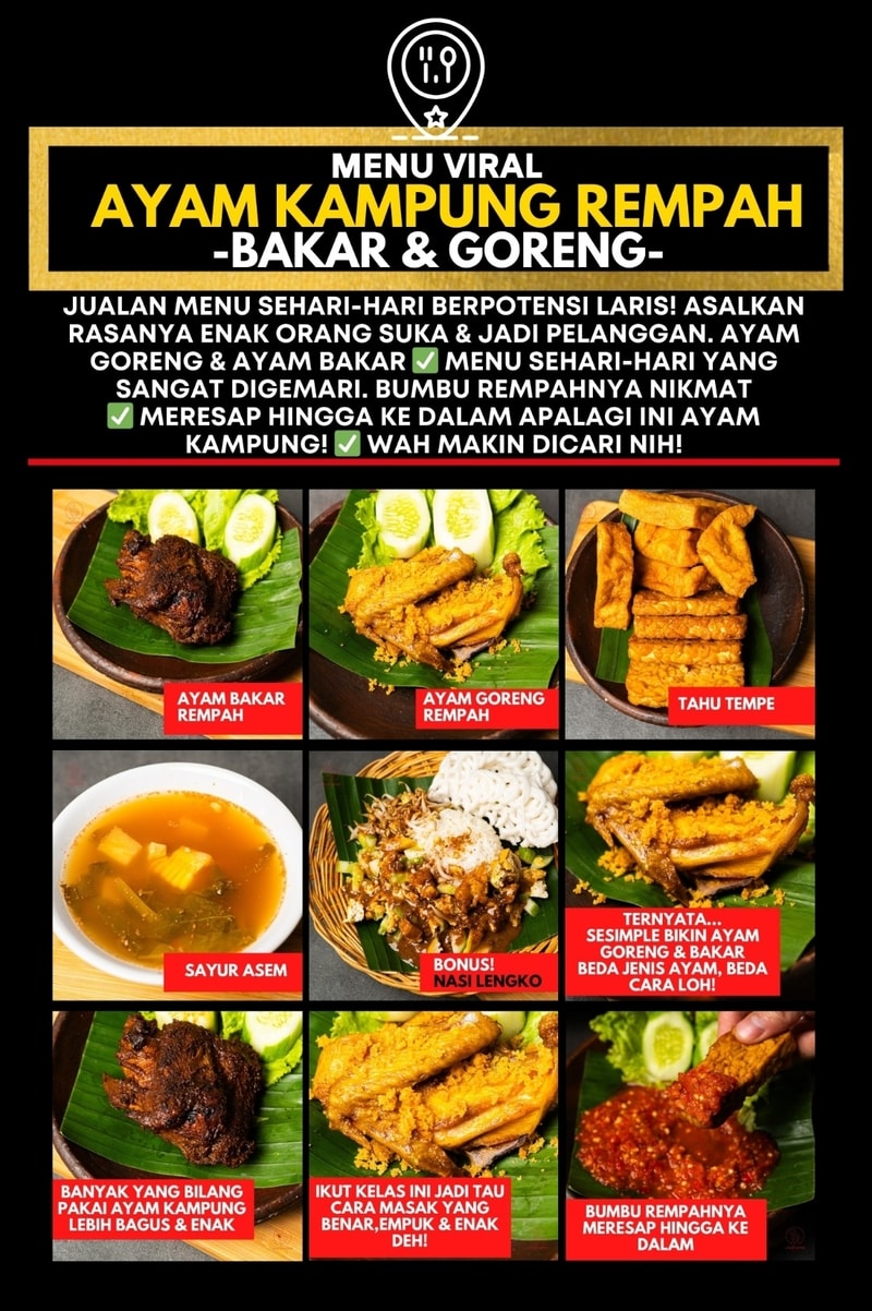 KELAS MASAK ONLINE AYAM KAMPUNG REMPAH - BAKAR & GORENG