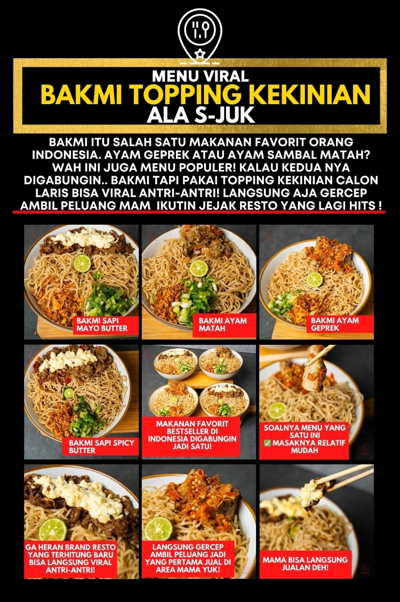 KELAS MASAK ONLINE BAKMI TOPPING KEKINIAN ALA S-JUK
