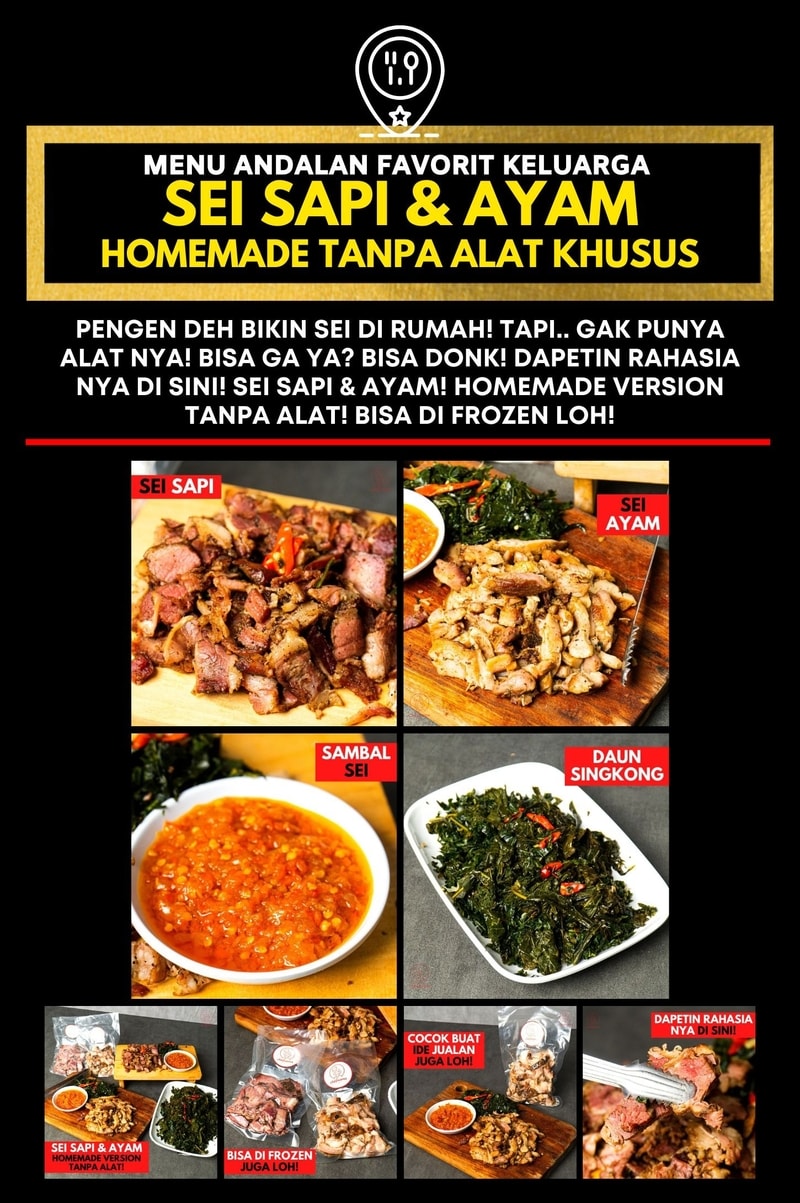 KELAS MASAK ONLINE SEI SAPI & AYAM HOMEMADE TANPA ALAT KHUSUS